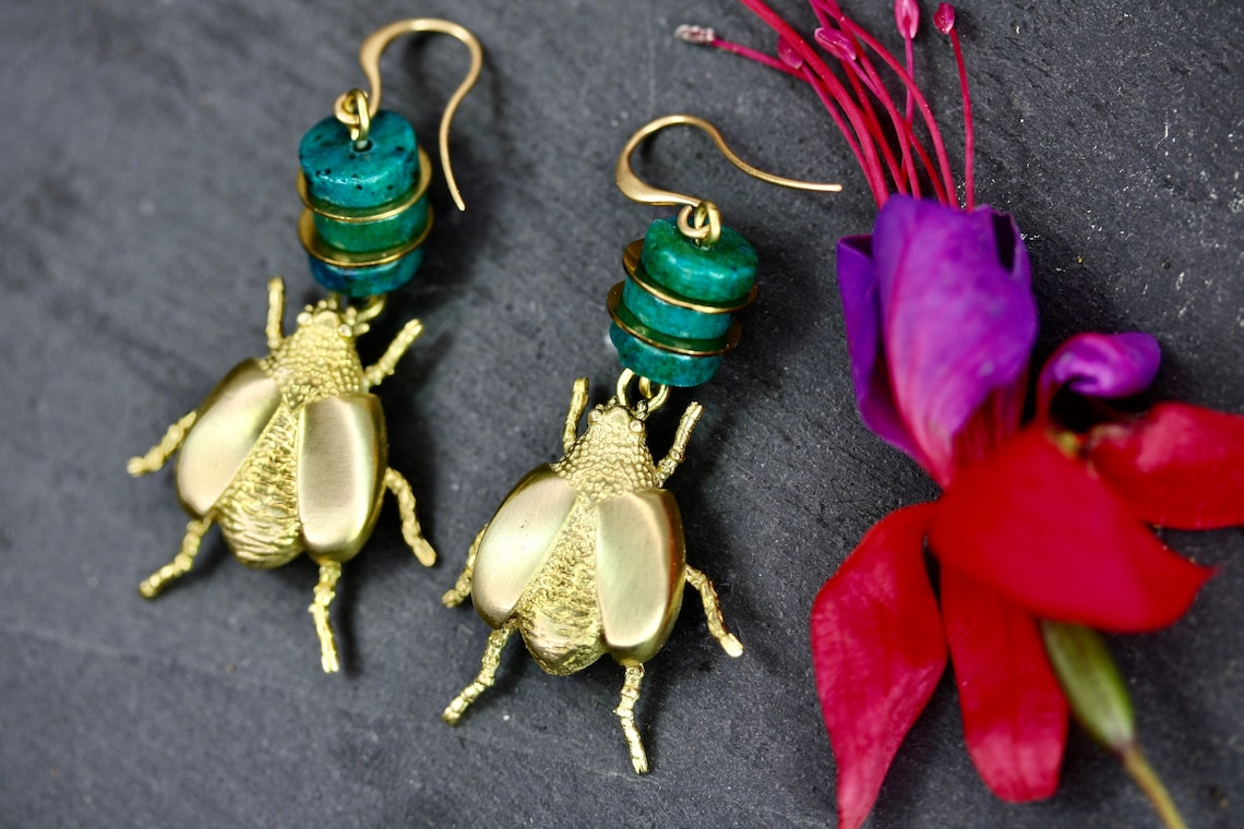 Beetle Earrings Insect Earrings Beetle Jewelry Insect Jewelry - Etsy