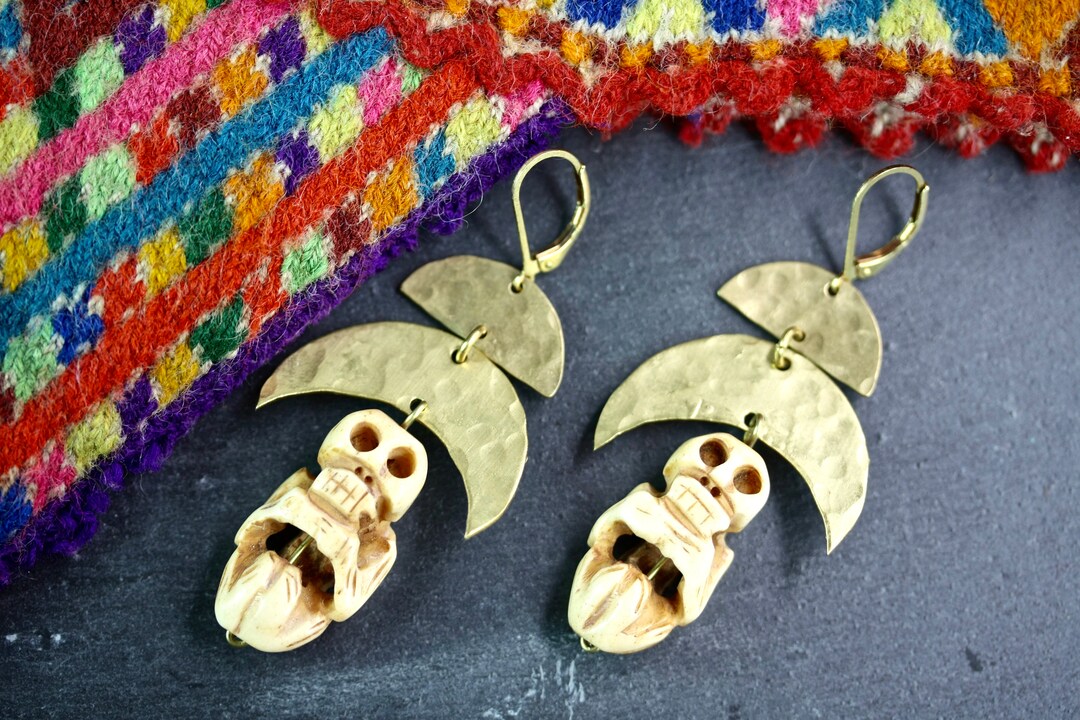 Inca Mummy Earrings, Skeleton Earrings Voodoo Earrings Skull Earrings ...