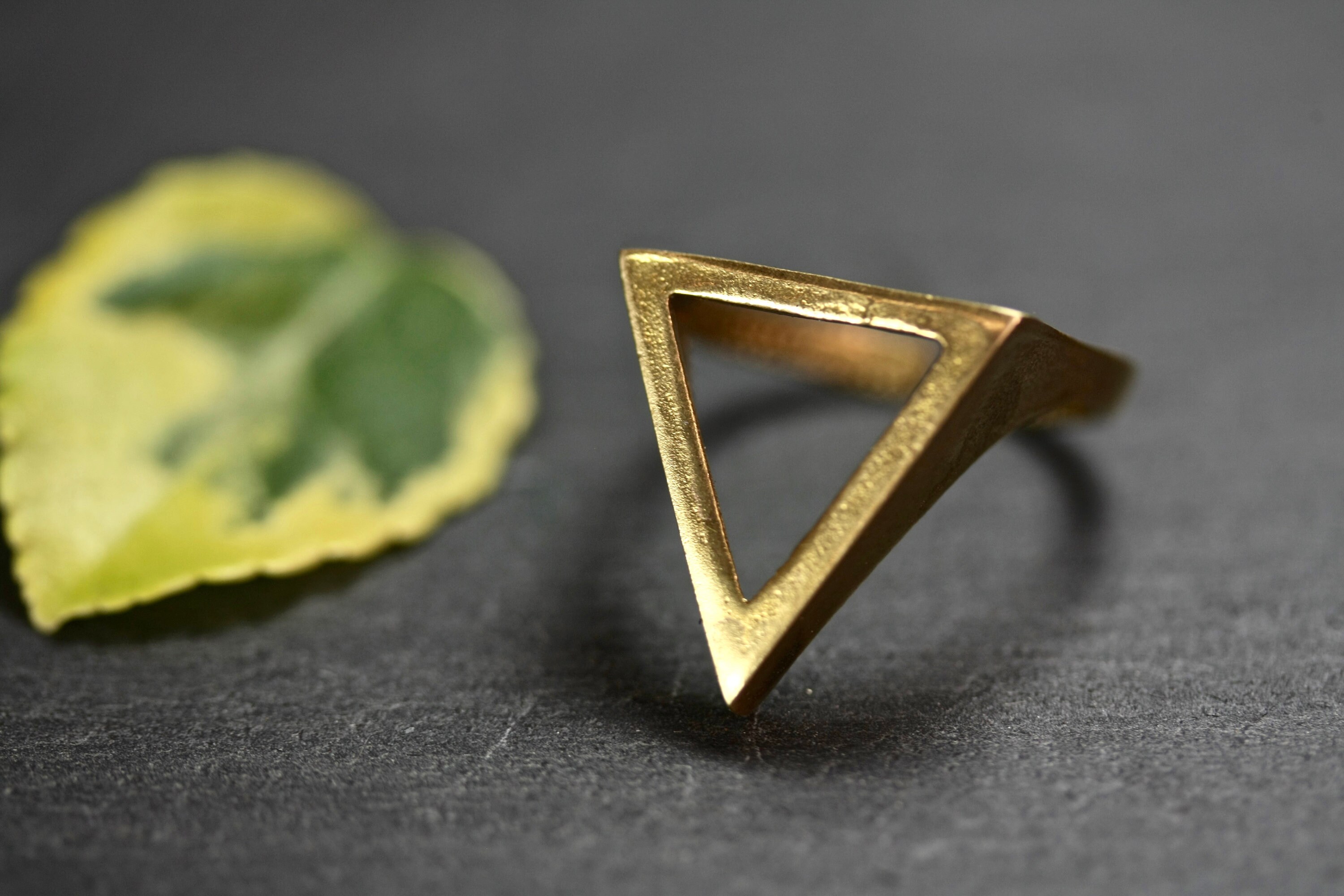 Triangle Ring Geometric Ring Brass Ring Gold Ring Boho Ring | Etsy