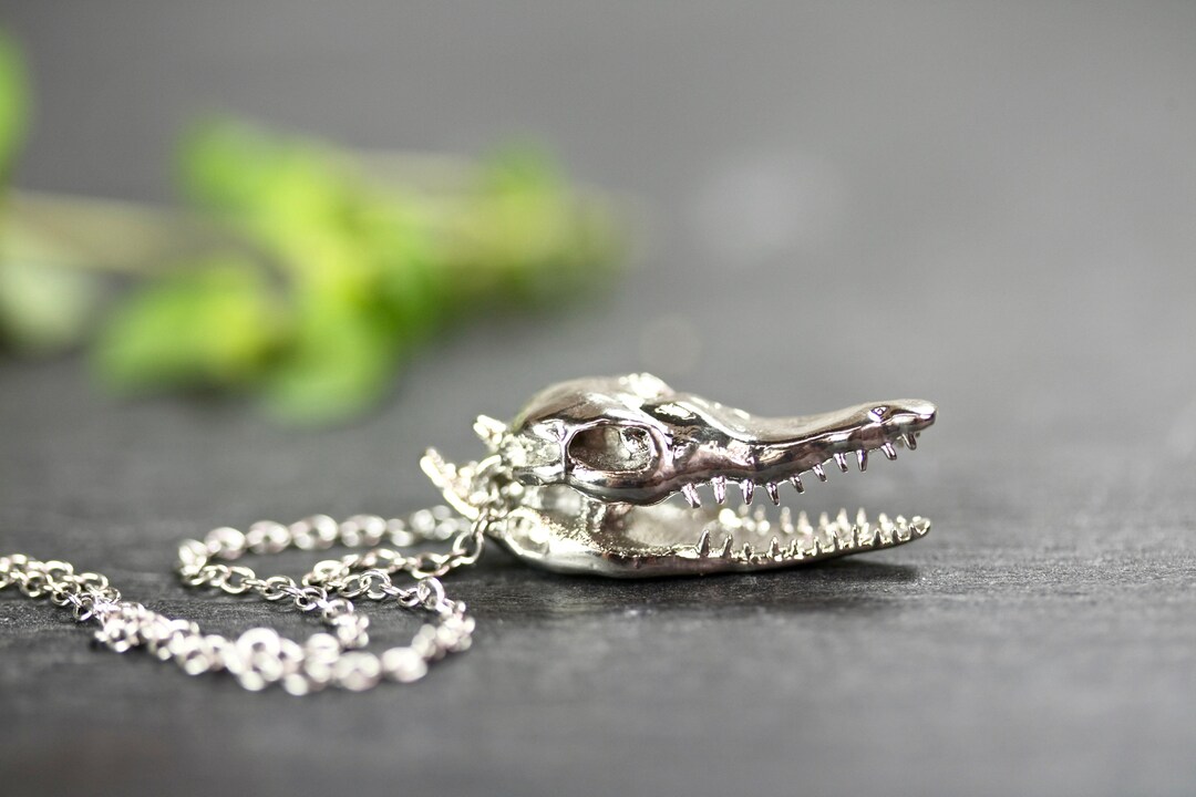 Crocodile Necklace Skull Necklace Skull Jewelry Crocodile Jewelry ...