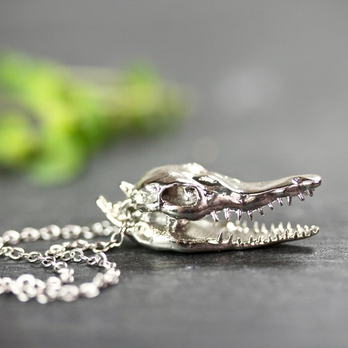 Alligator Necklace in Sterling Silver Crocodile Jewelry - Etsy