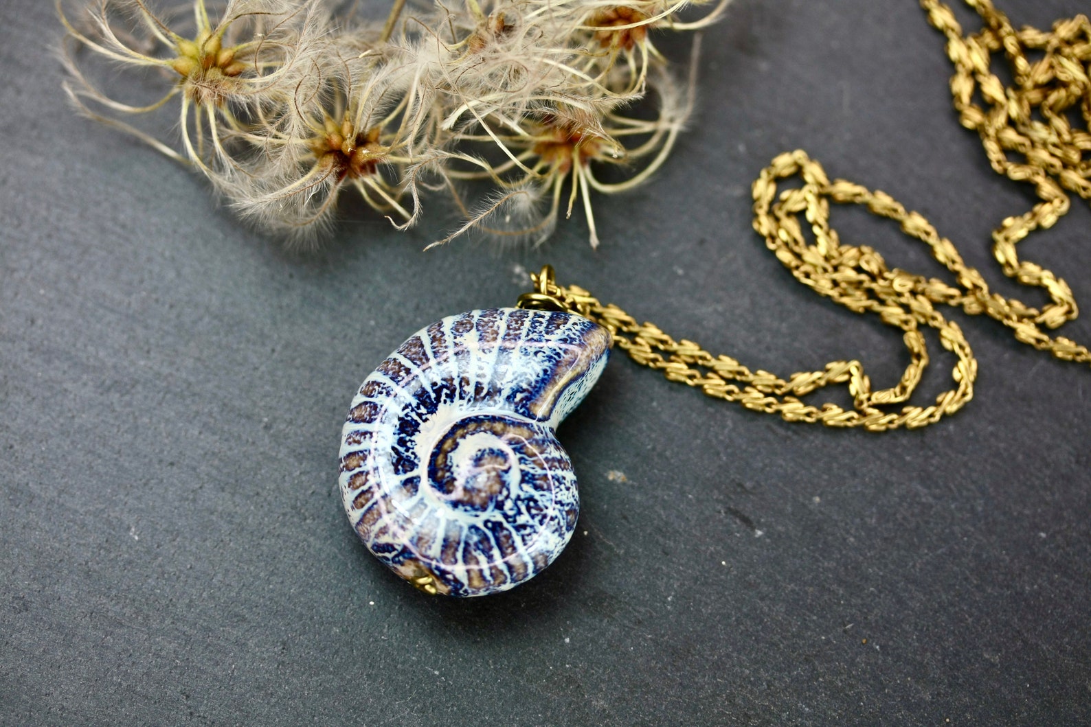 Ammonite Necklace Ammonite jewellery long necklace snail | Etsy