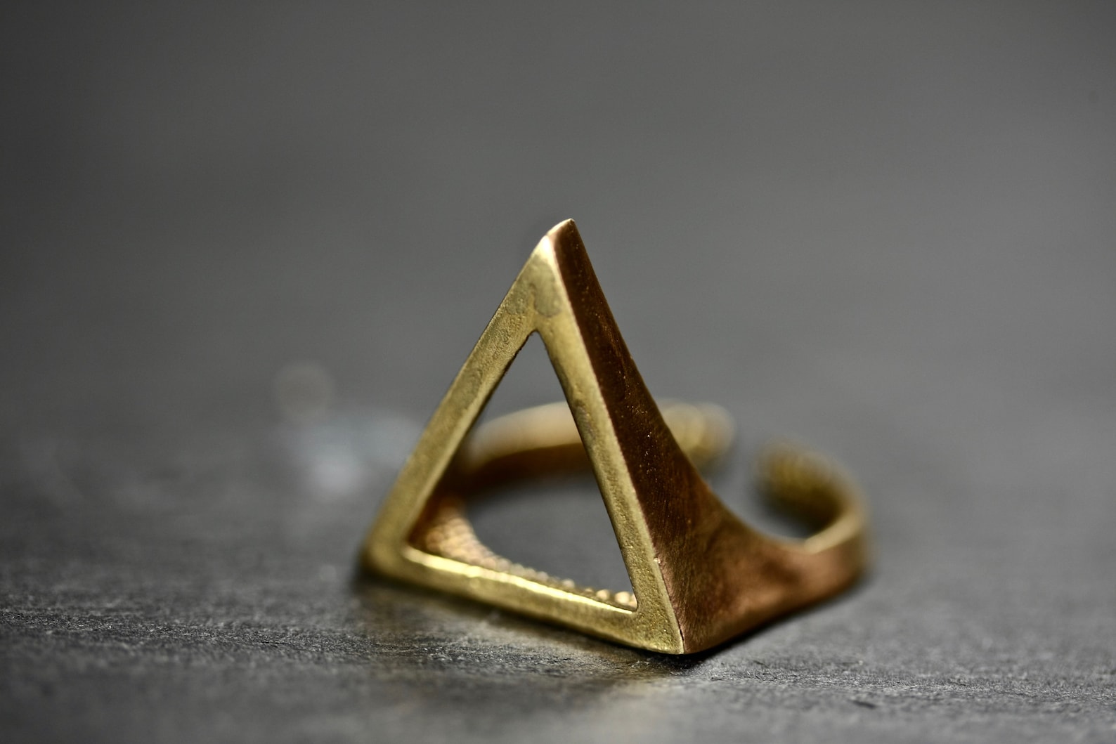 Triangle Ring Geometric Ring Brass Ring Gold Ring Boho Ring | Etsy