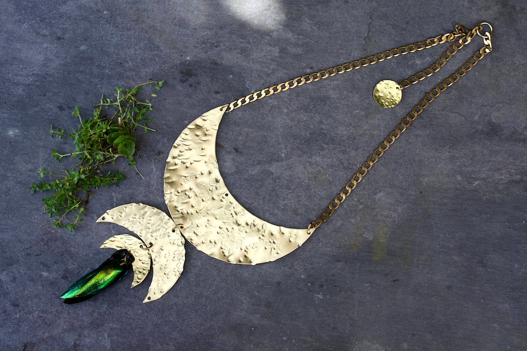 Statement Gold Necklace. Beetle Shells Large Necklace Statement Jewelry ...