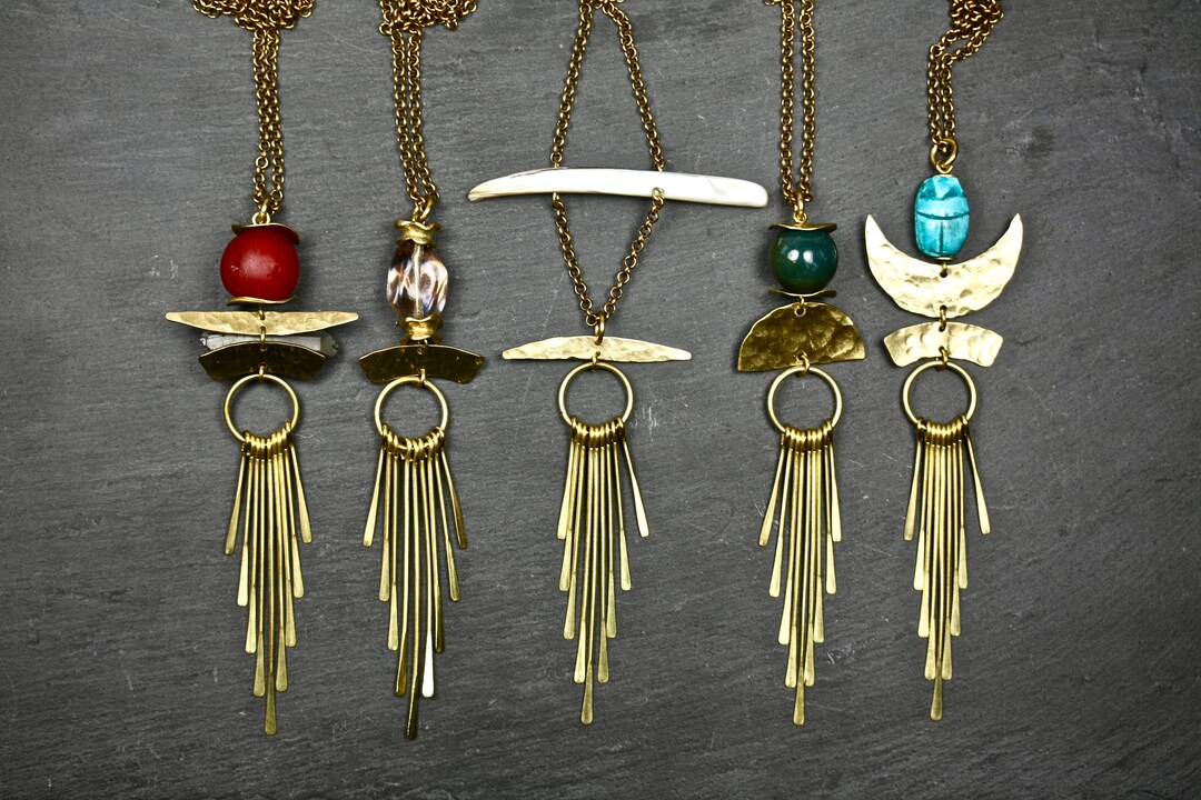 Long Boho Necklaces, Long Gold Necklace Egyptian Necklace Boho Tassel ...