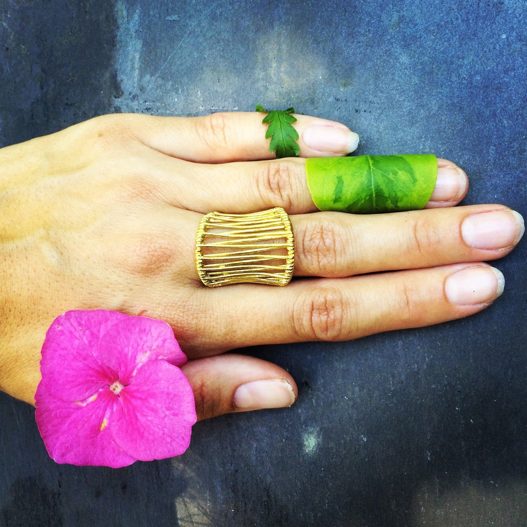 Boho Ring Bohemian Rings Hippie Ring Gold Ring Tribal Ring Large Ring ...