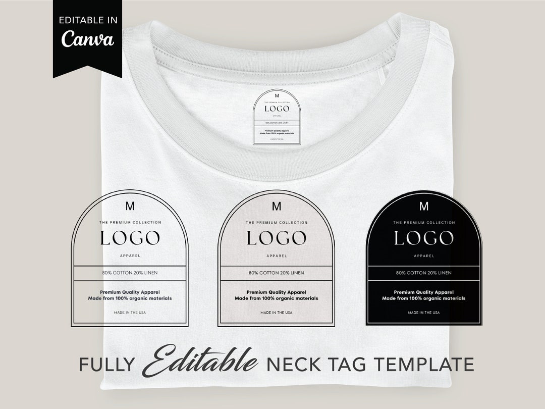 Neck Tag Canva Template, Size Label Template, Small Business Template ...