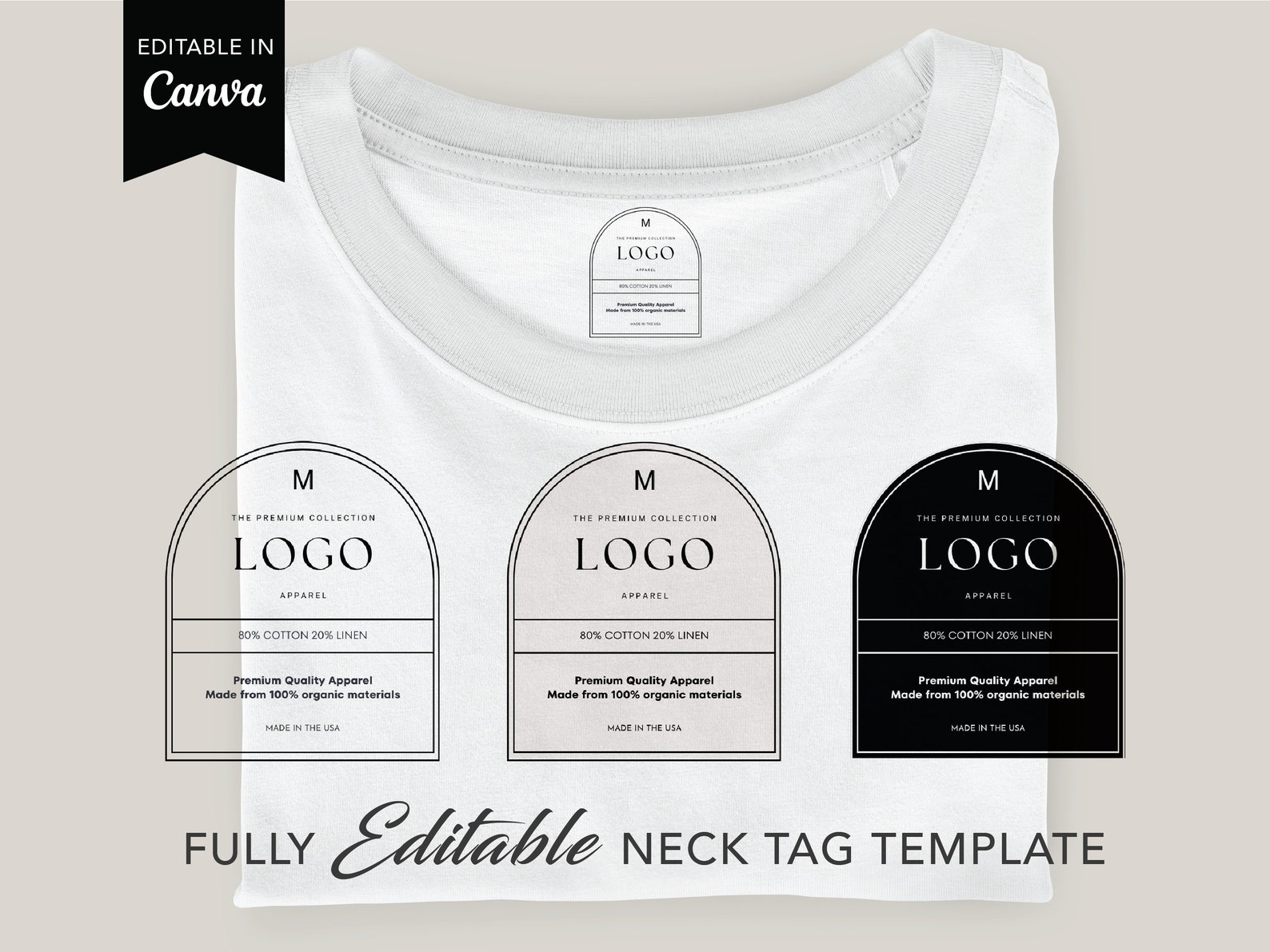 Neck Tag Canva Template, Size Label Template, Small Business Template ...