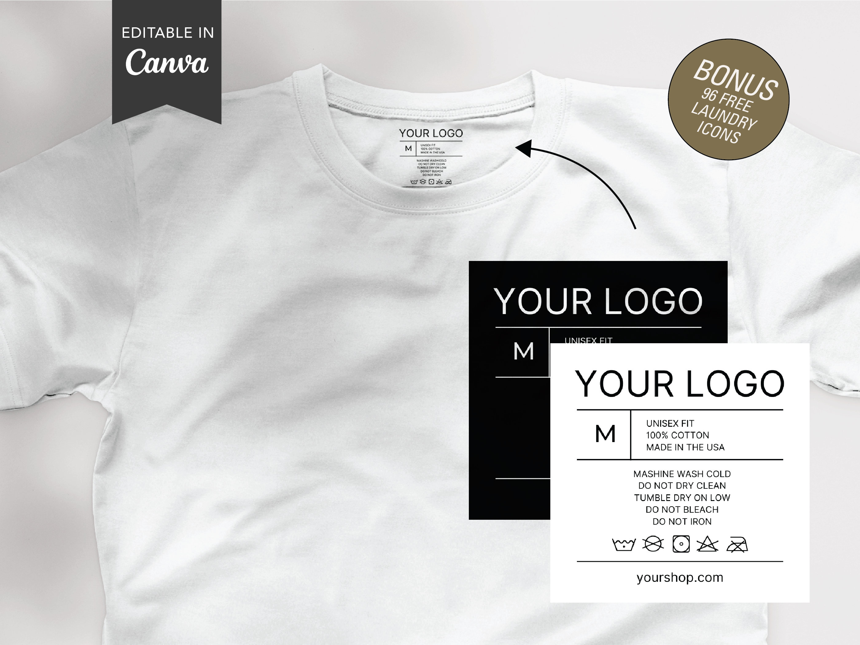 Shirt Tag Template, Custom Neck Labels, Custom Clothing Tags, Canva ...