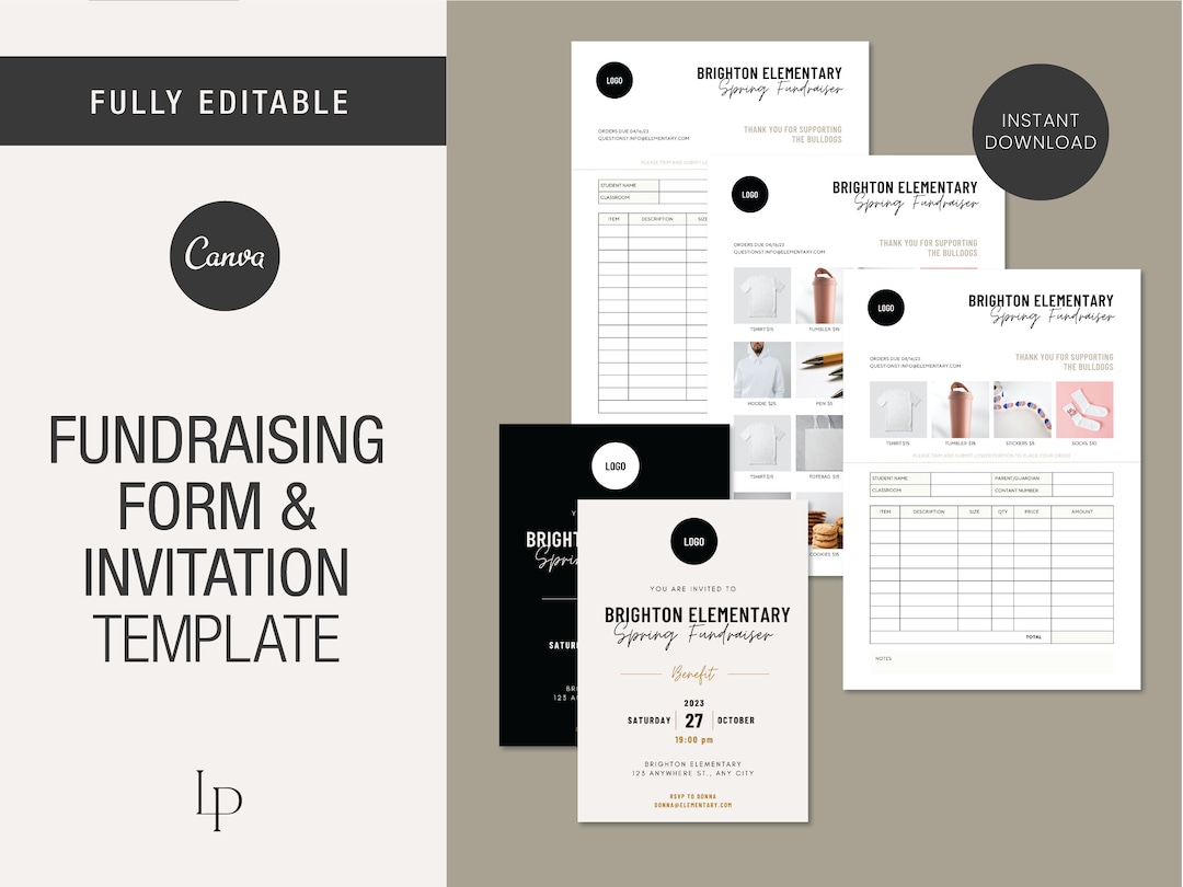 Editable Fundraising Form Template, School Fundraiser Invitation ...