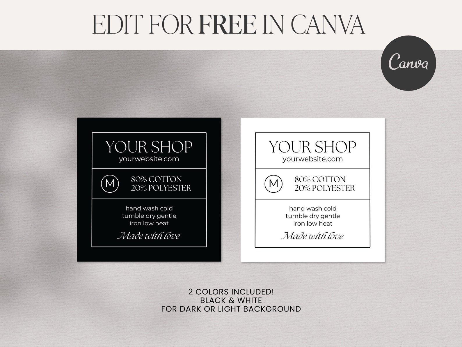 Editable Clothing Tag Template, T-shirt Neck Label Tag, Garment Care ...