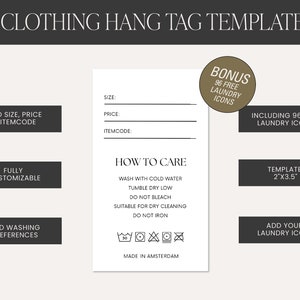Garment Care Card Template, Custom Care Card, Clothing Care Card, Shirt ...