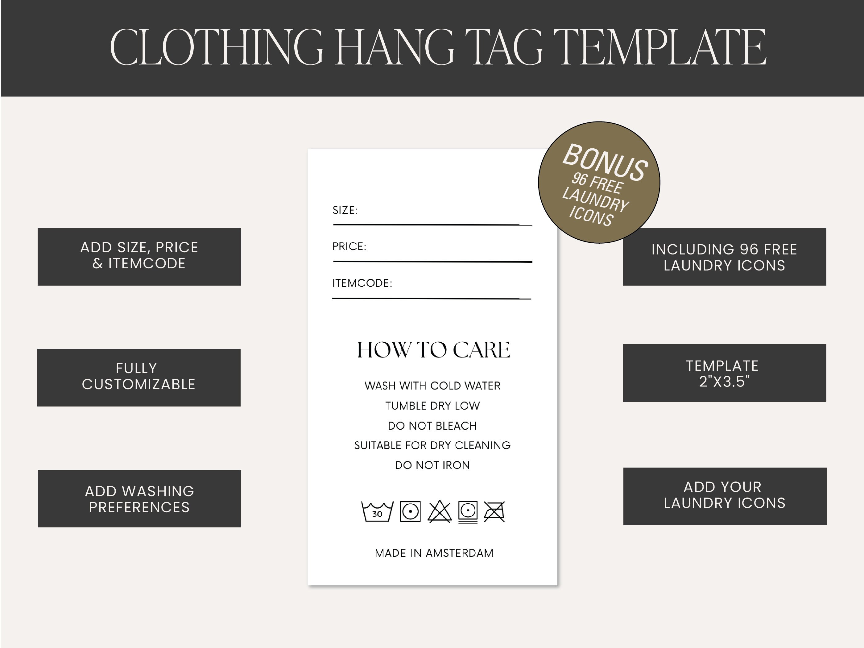Editable Clothing Hang Tag Printable, Custom Clothing Tags, Hang Tag ...
