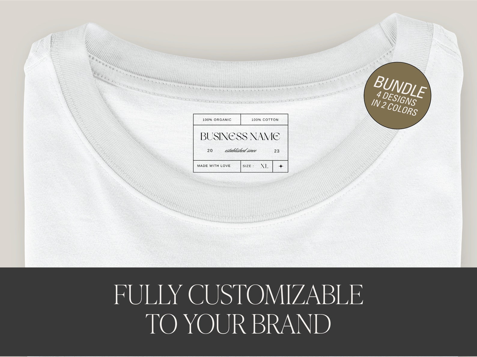 Custom Clothing Tags, Care Card Template Bundle, DIY Tshirt Neck Tags ...