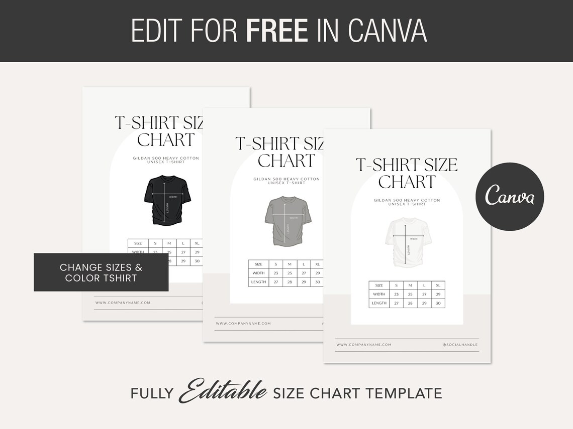 3001 Size Chart Canva Template, Bella Canvas 3001 Size Guide, Bella ...