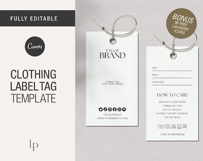 Editable Clothing Hang Tag Template, Customizable Clothing Tag ...