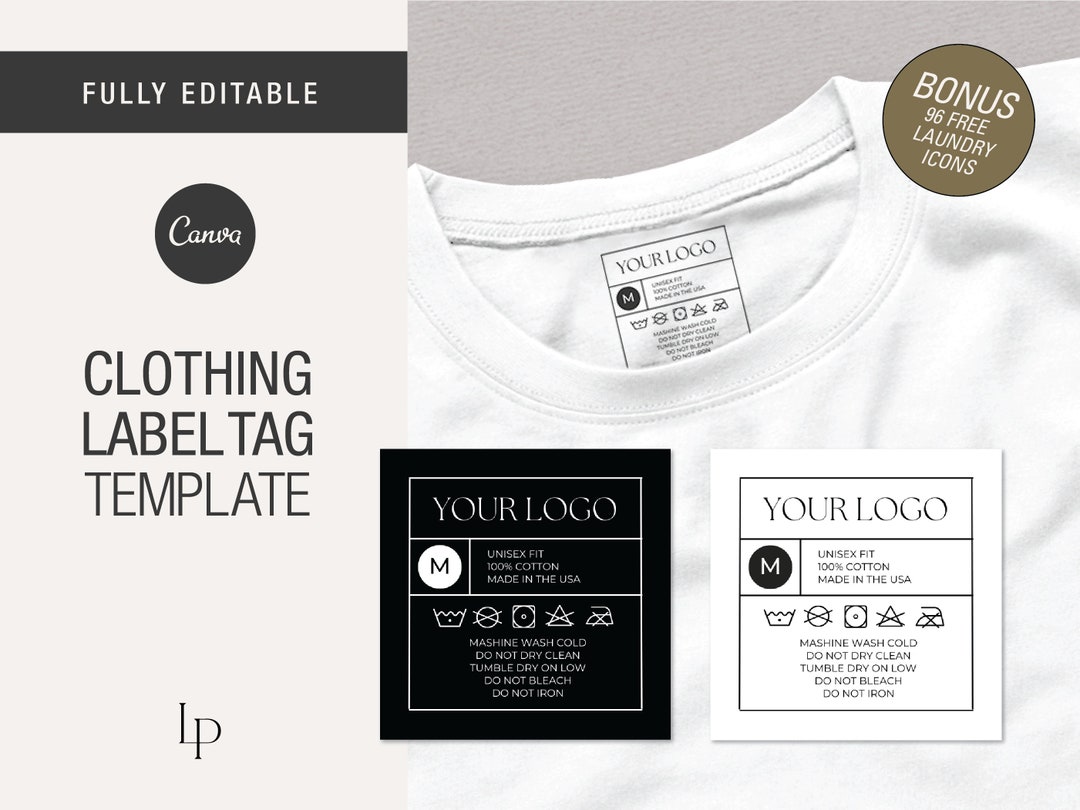 Editable Clothing Tag Template, DIY Tshirt Neck Label Tags, Custom ...