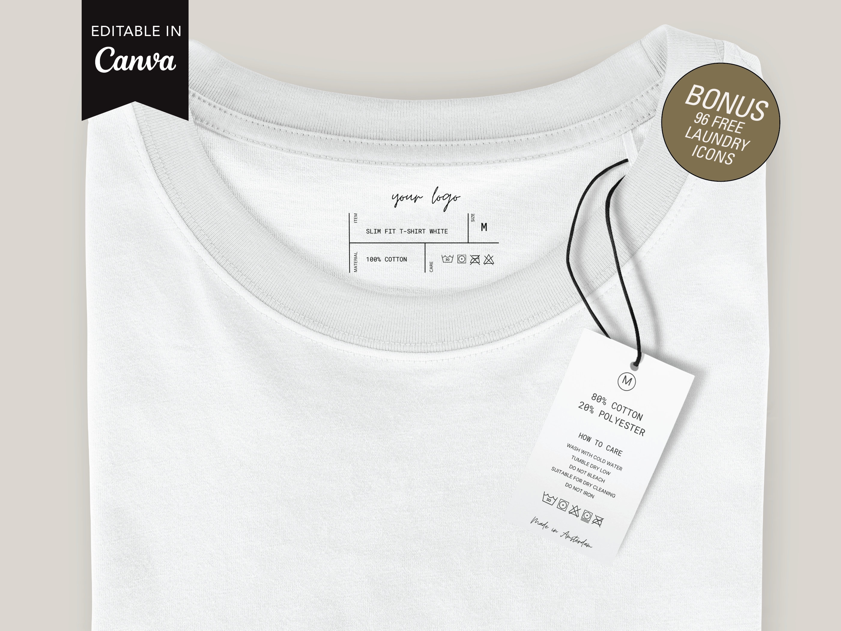 Canva Neck Tag & Label Template, DIY Tshirt Neck Label Tags, Custom ...