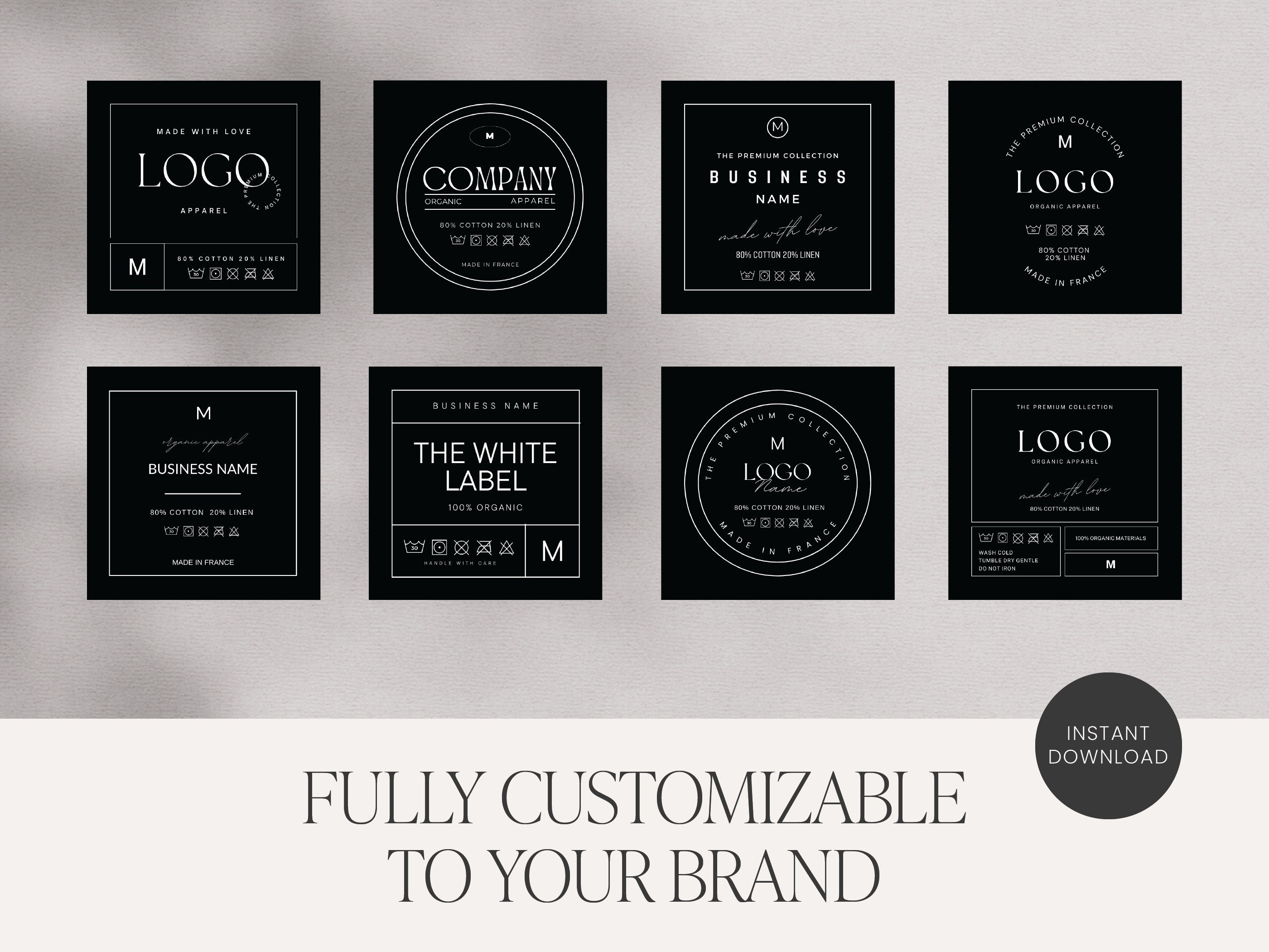 Care Card Bundle, Editable Clothing Tag Template, DIY Tshirt Neck Label ...