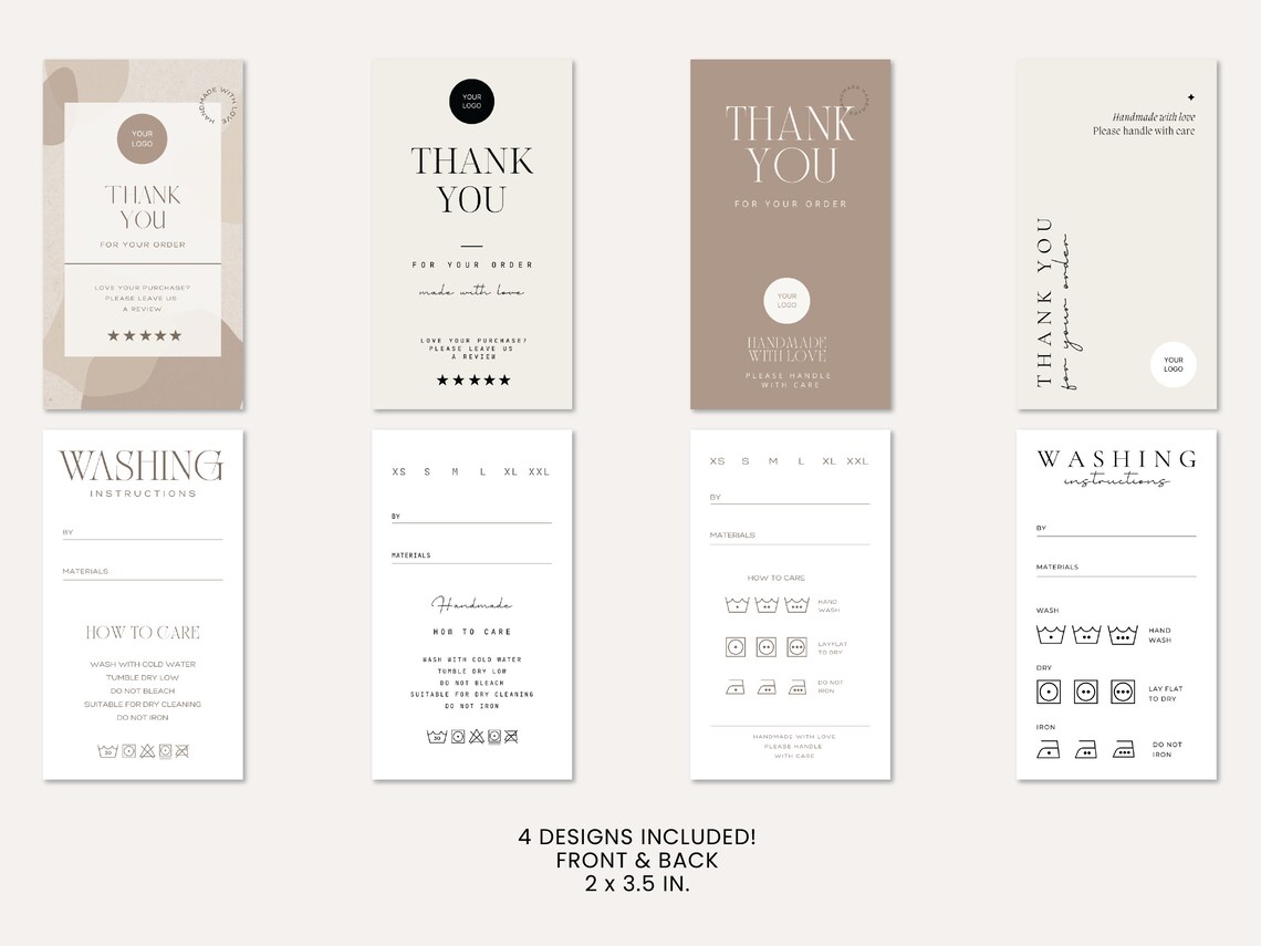 Custom Clothing Labels Canva Template, Editable Washing Instructions ...