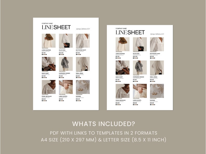 Elegant Wholesale Line Sheet Design - Perfect for Boosting Product ...