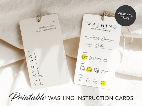 Cleaning Business Cards Editable Washing Instructions Card Template ...