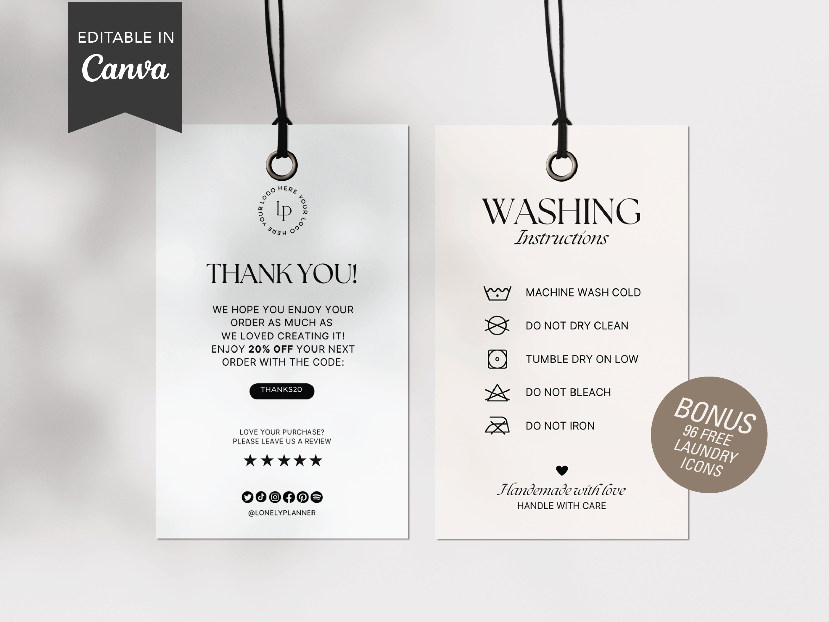 Clothing Care Card Template, Washing Instructions, Shirt Care Card ...