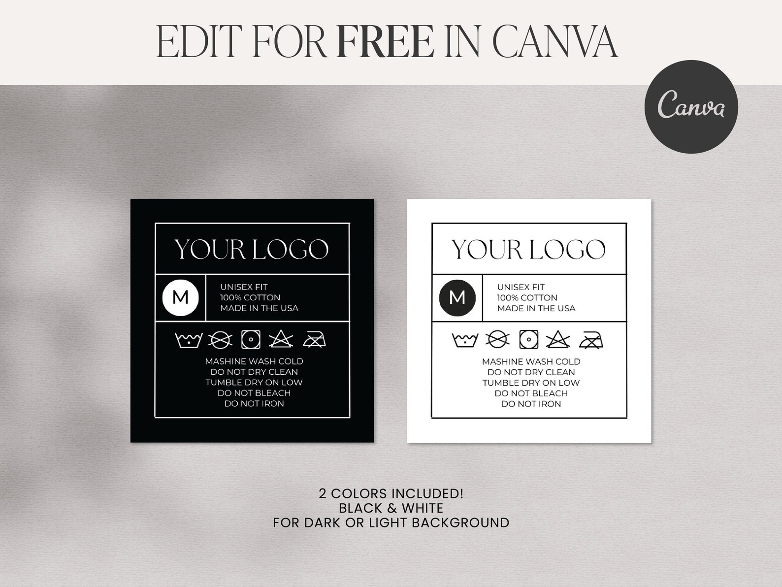 Editable Clothing Tag Template, DIY Tshirt Neck Label Tags, Custom ...