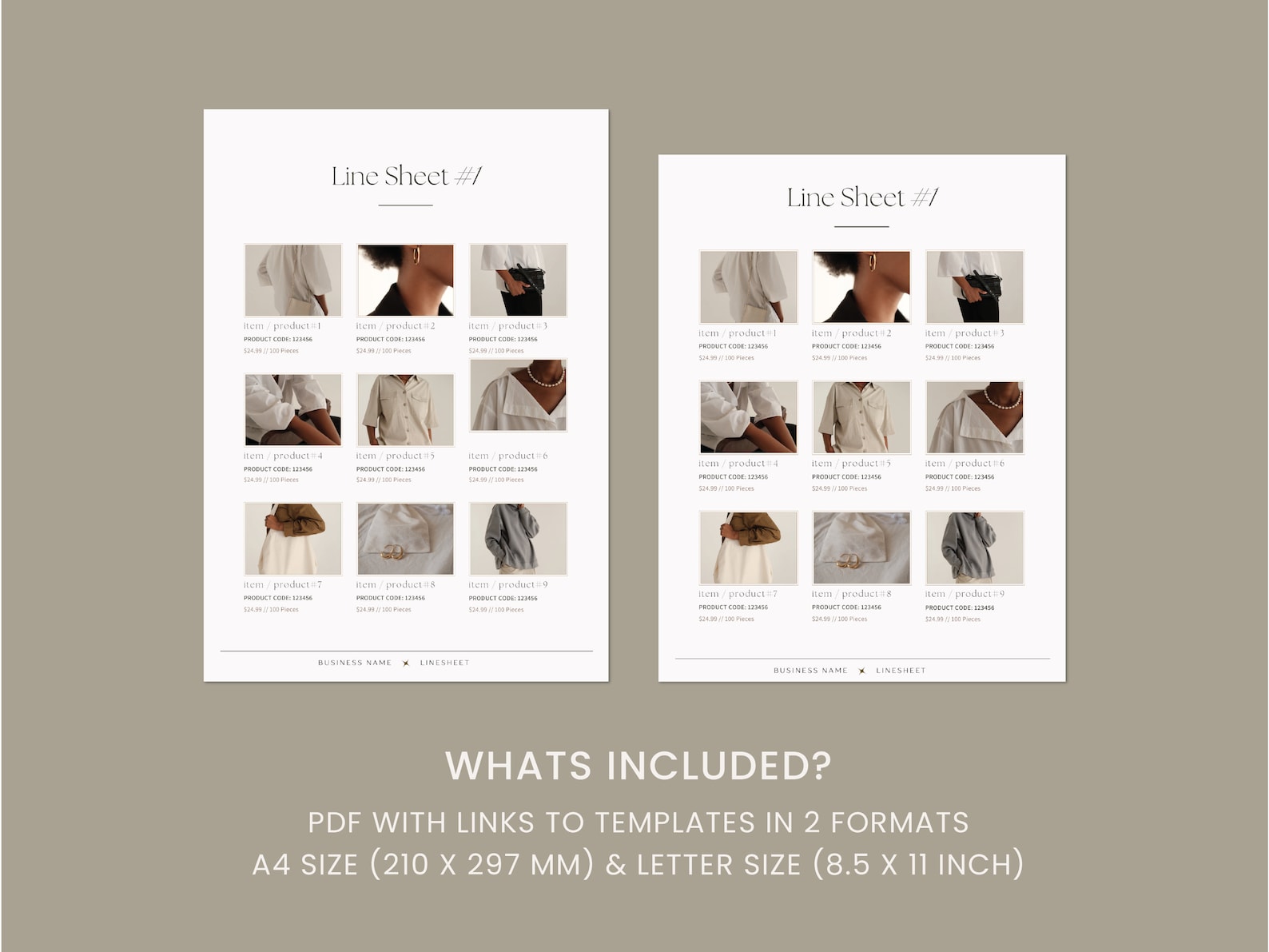 Printable Line Sheet Template, Wholesale Line Sheet, Wholesale ...