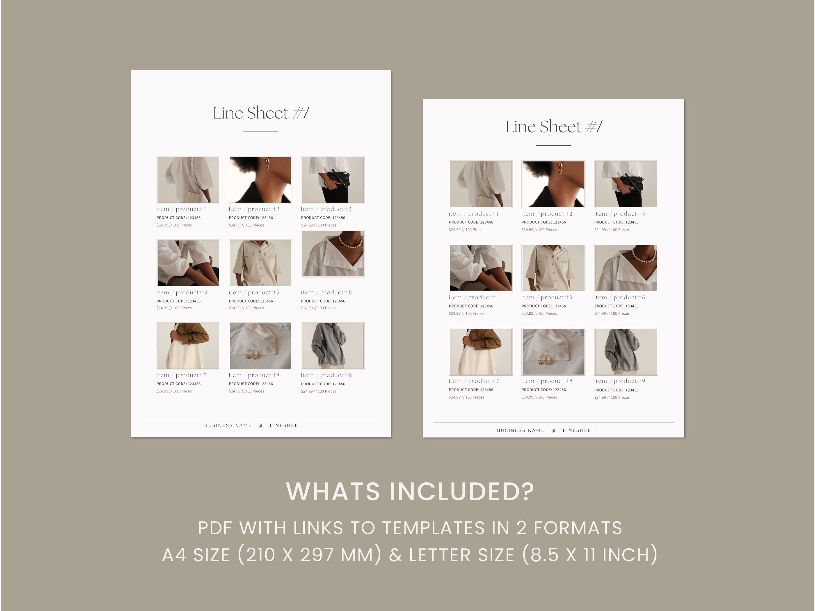 Printable Line Sheet Template, Wholesale Line Sheet, Wholesale ...