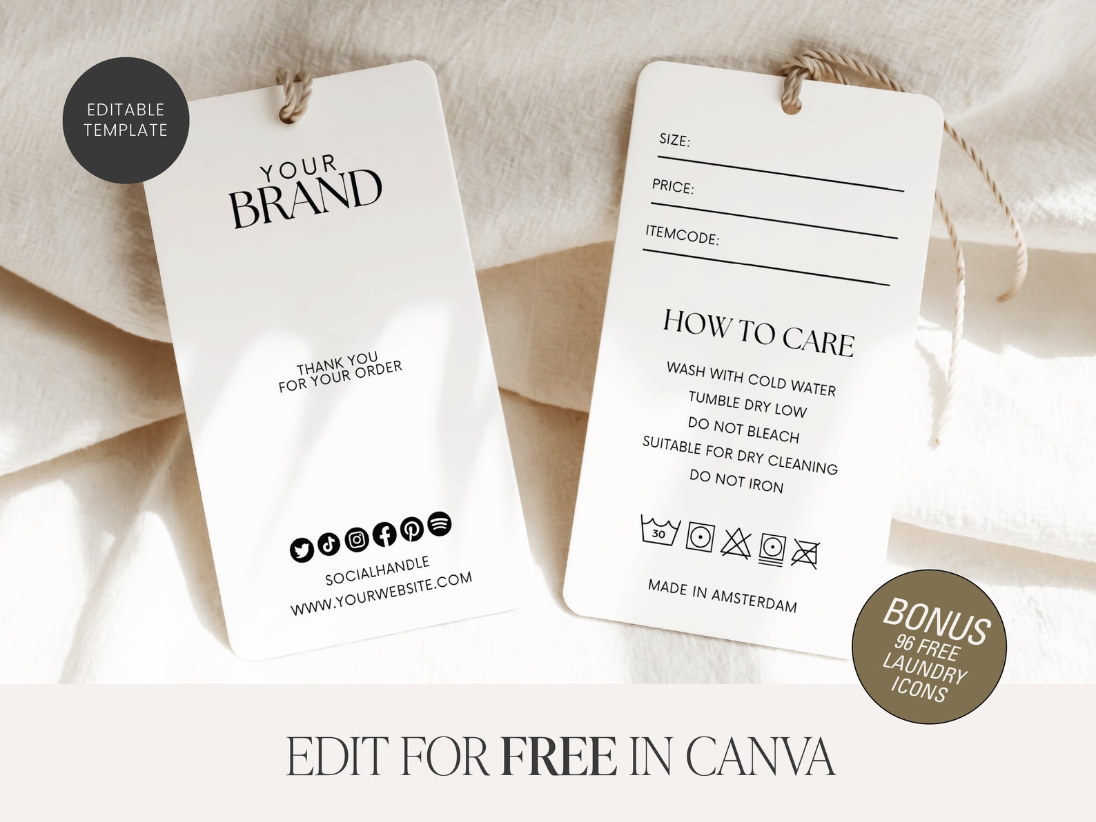 Garment Care Card Template, Custom Care Card, Clothing Care Card, Shirt ...