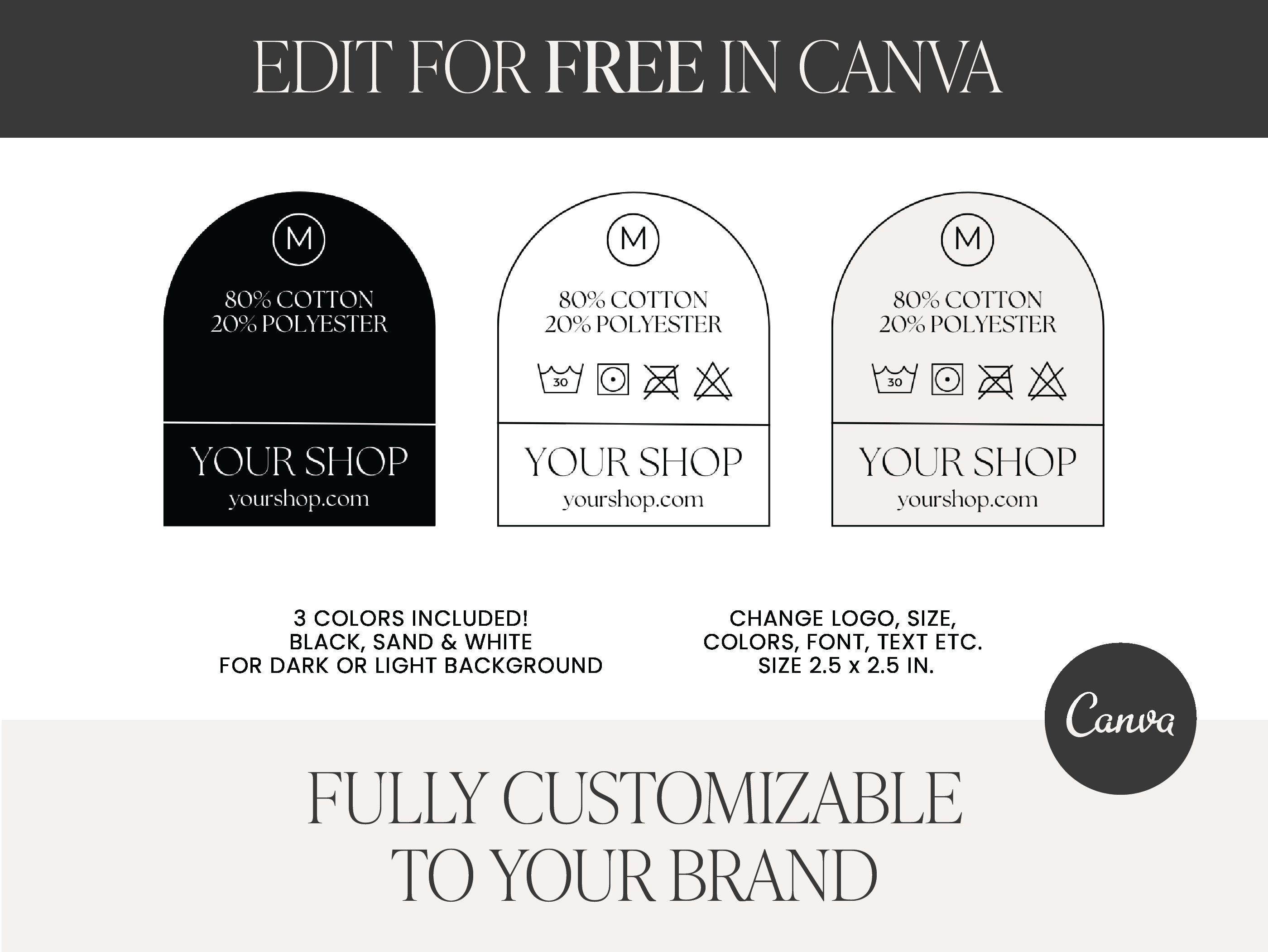 Editable Neck Tag, Clothing Size Label Template, Small Business ...