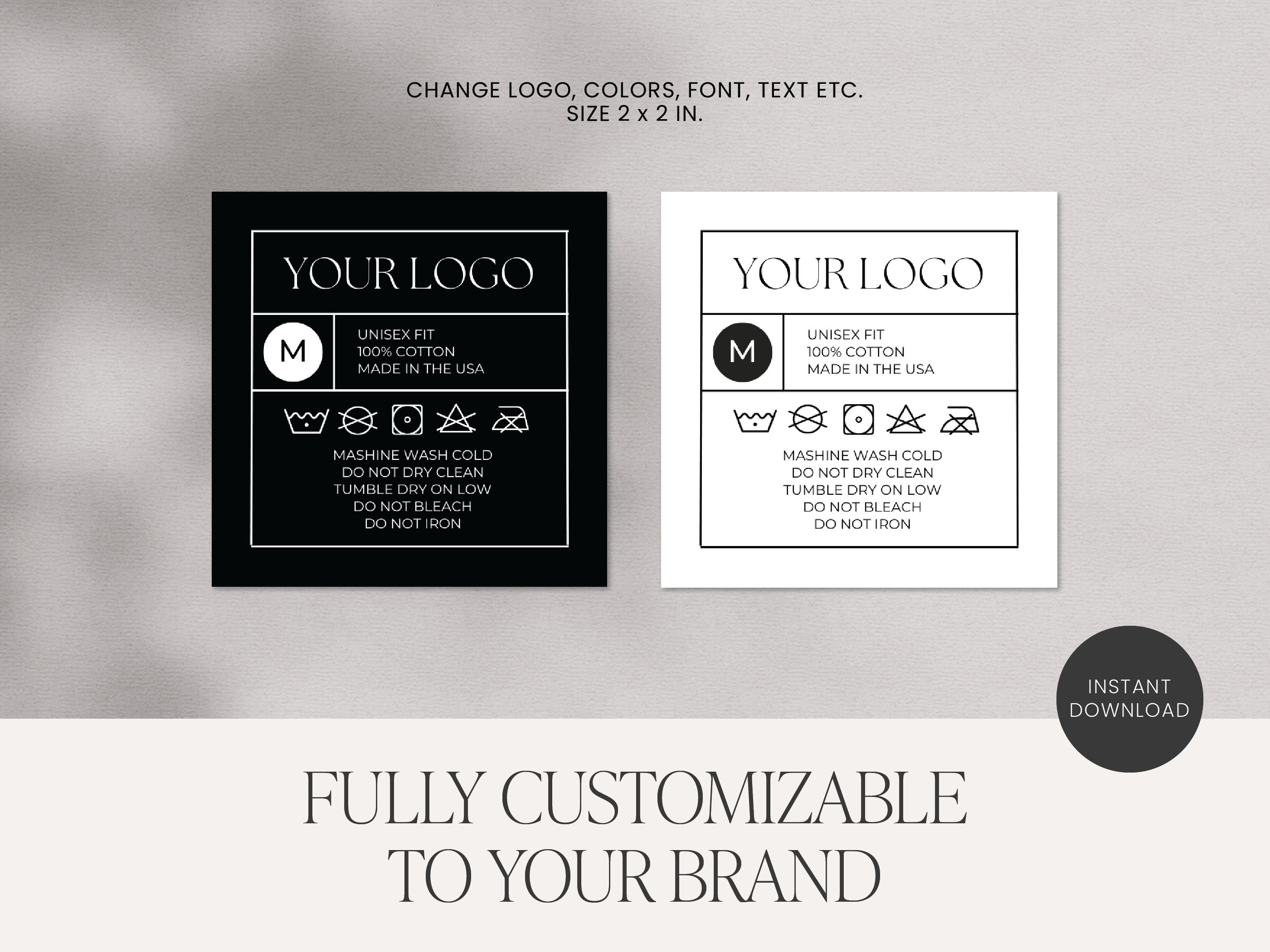 Editable Clothing Tag Template, DIY Tshirt Neck Label Tags, Custom ...