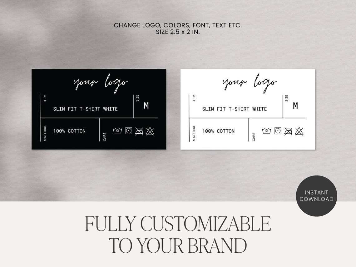 Editable Neck Tag Template, DIY Tshirt Neck Label Tags, Custom Clothing ...