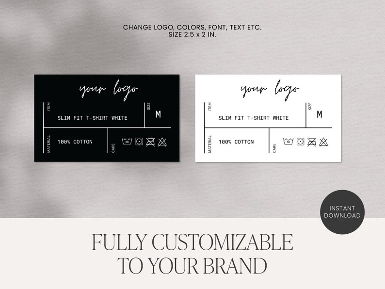 Editable Neck Tag Template, DIY Tshirt Neck Label Tags, Custom Clothing ...