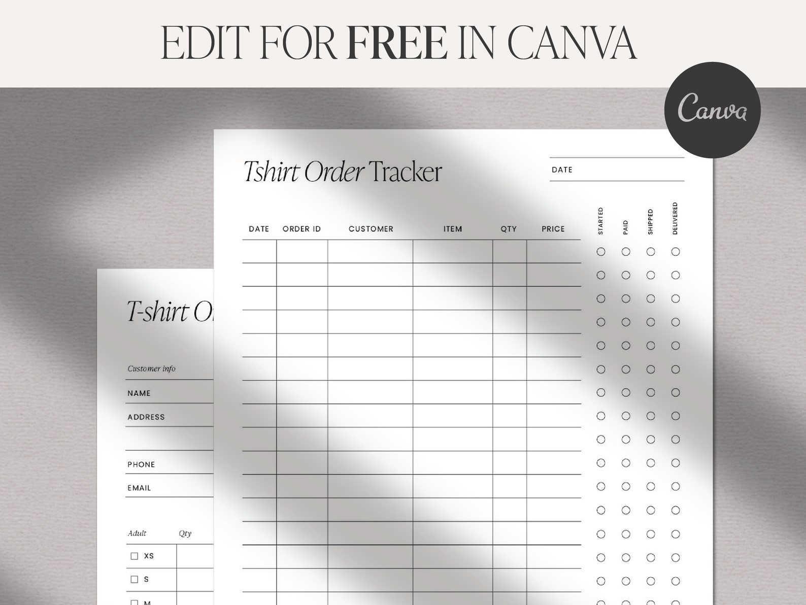 T-shirt Order Form Canva Template, Editable and Printable Tshirt ...