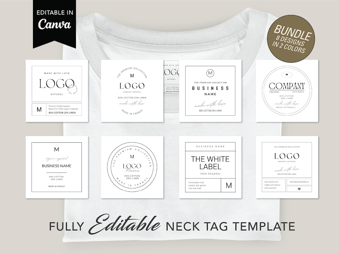 Custom Clothing Tags, T-shirt Neck Label Tag, Garment Tag Template ...