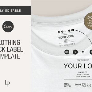 Custom Neck Label Template, DIY Tshirt Neck Label Tags, Custom Clothing ...