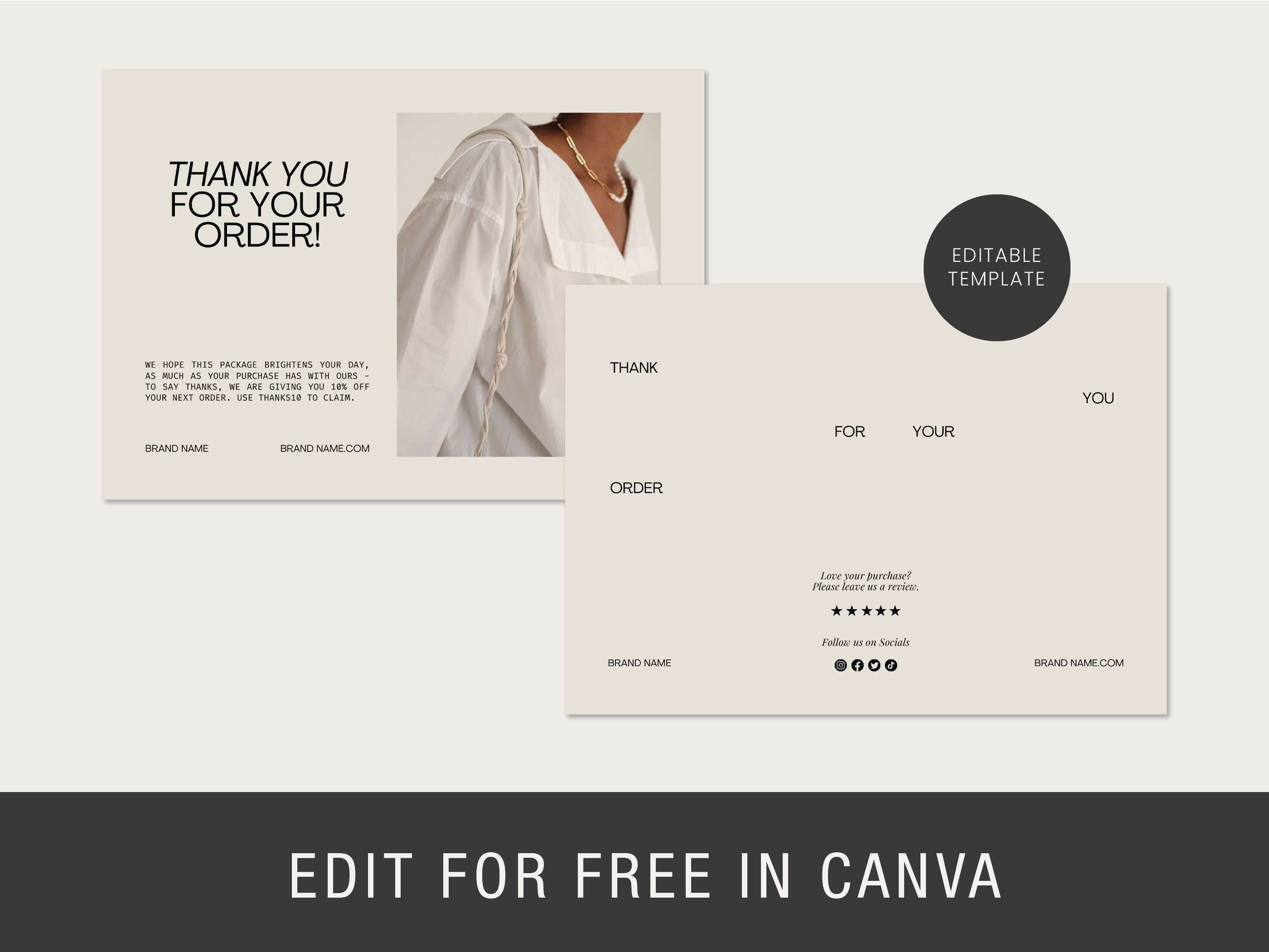 Small Business Thank You Card Template, Editable Business Thank You ...