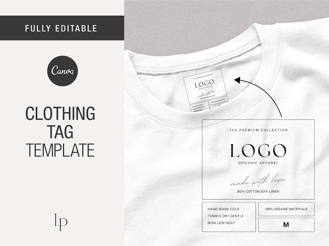 Editable Clothing Tag Template, DIY Tshirt Neck Label Tags, Custom ...