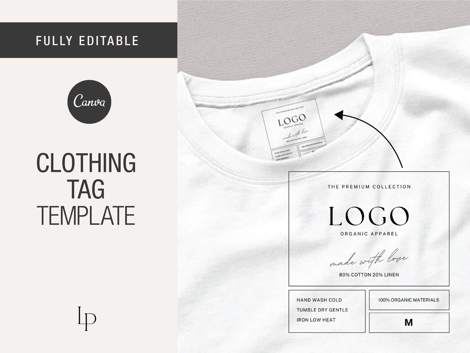 Editable Clothing Tag Template, DIY Tshirt Neck Label Tags, Custom ...