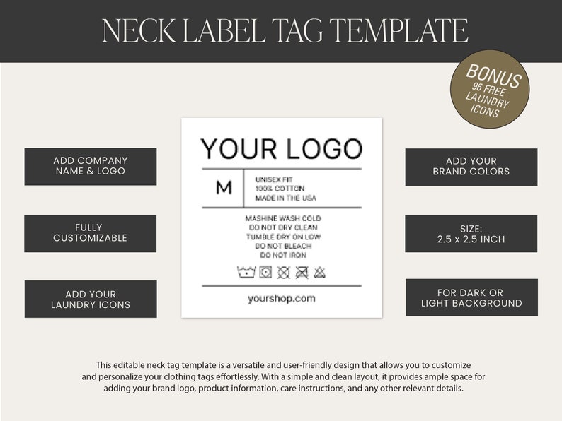 Custom Neck Label T-shirt Neck Label Canva Neck Label Tags - Etsy