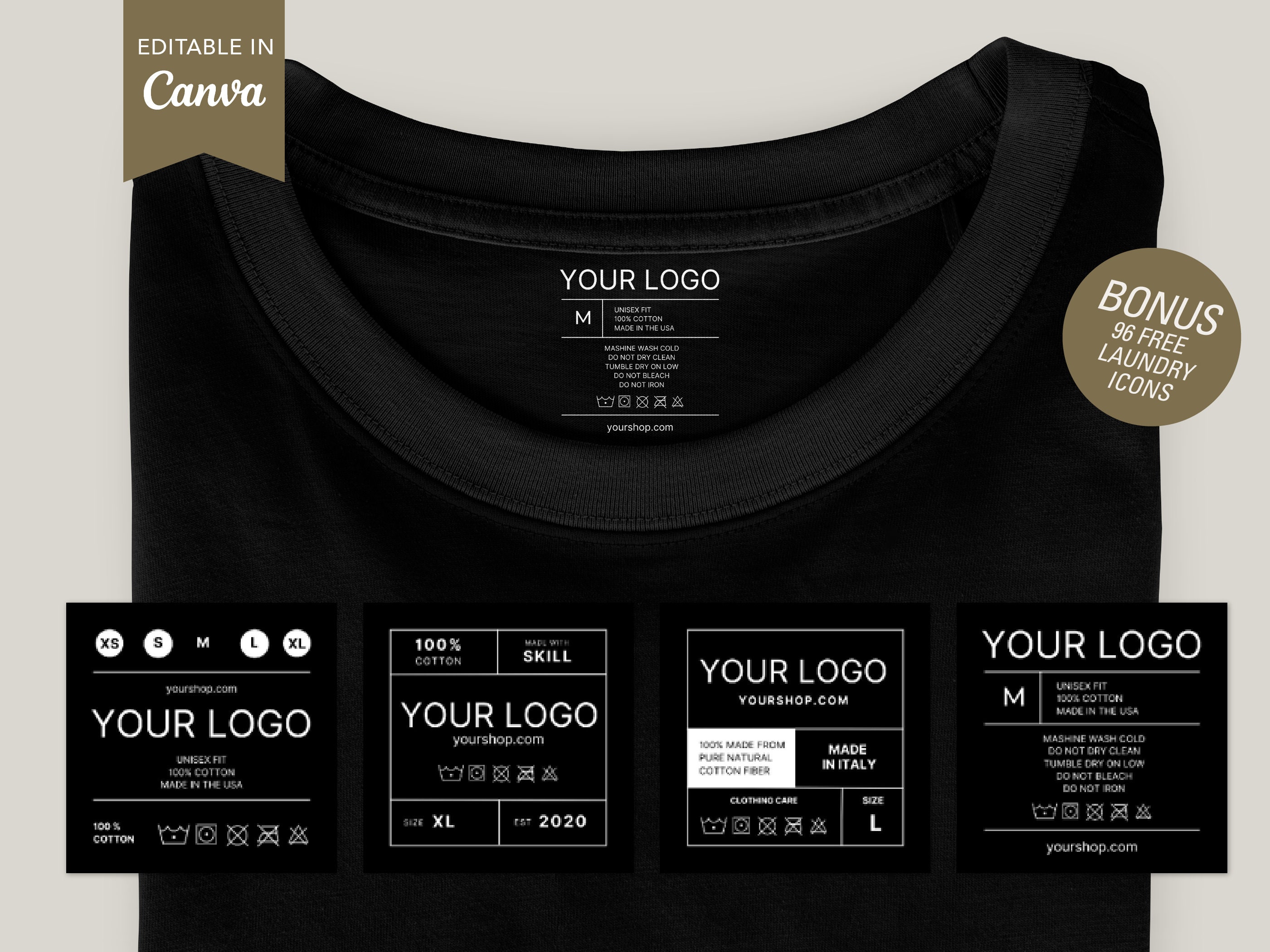 Custom Neck Label, T-shirt Neck Label, Canva Neck Label Tags, Shirt Tag ...