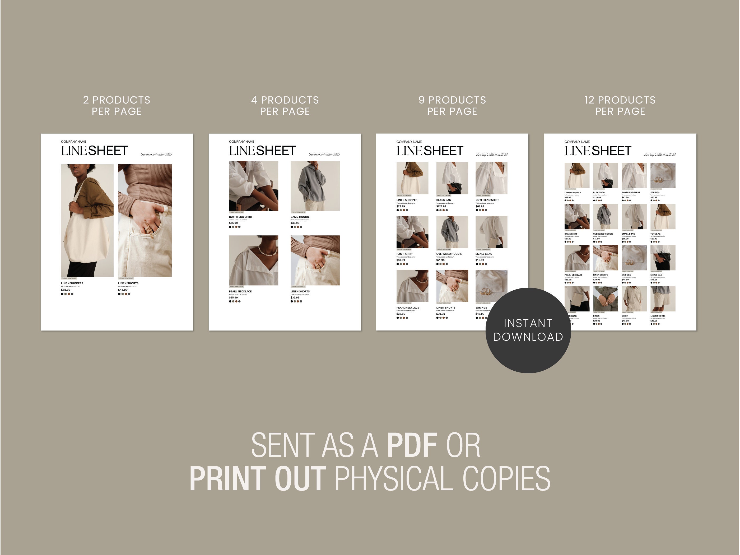 Elegant Wholesale Line Sheet Design - Perfect for Boosting Product ...