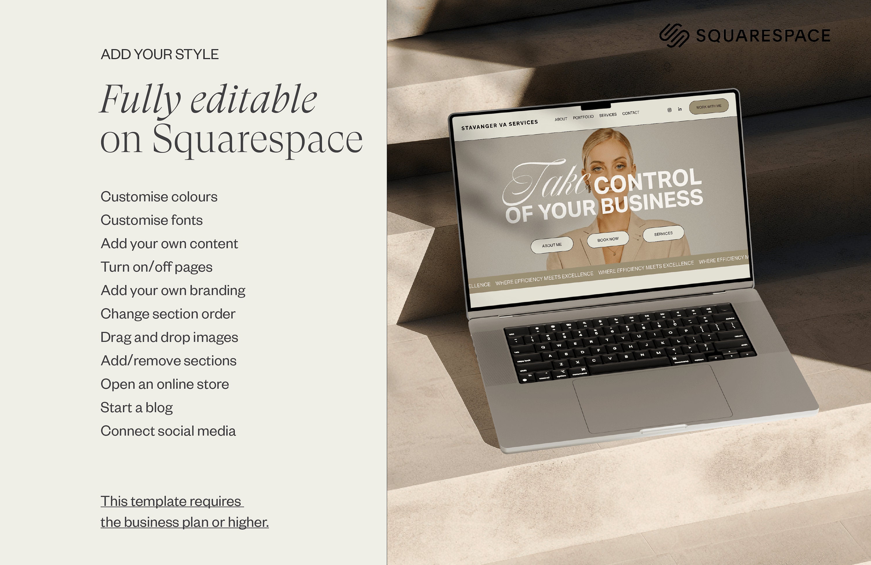 Premium Squarespace Website Template for Virtual Assistants, Coaches ...