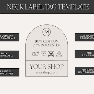 Editable Neck Tag, Clothing Size Label Template, Small Business ...