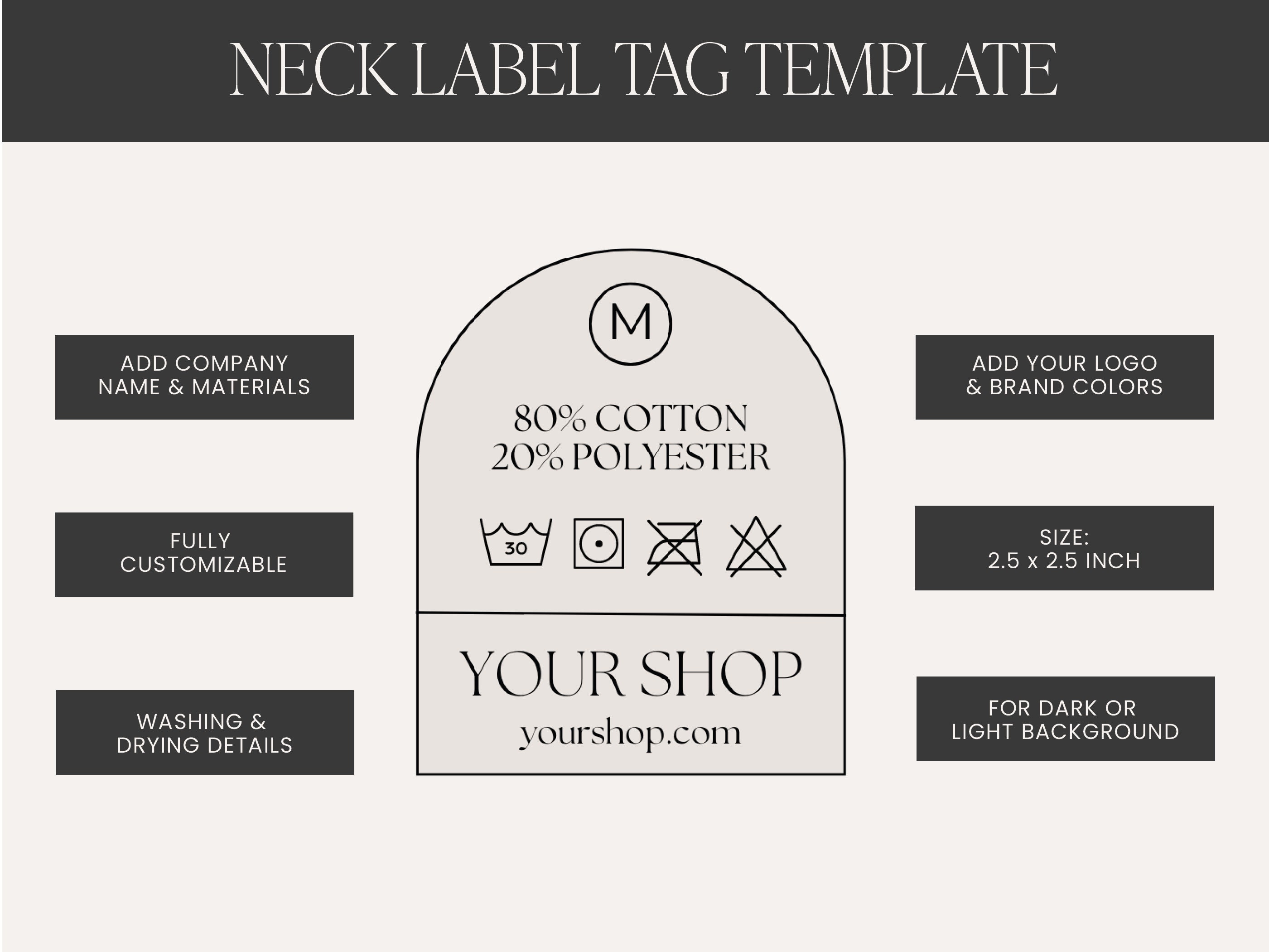 Editable Neck Tag, Clothing Size Label Template, Small Business ...