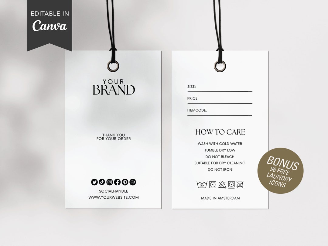 Garment Care Card Template, Custom Care Card, Clothing Care Card, Shirt ...
