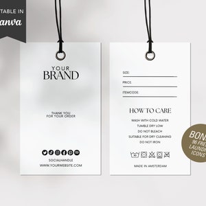 Garment Care Card Template, Custom Care Card, Clothing Care Card, Shirt ...