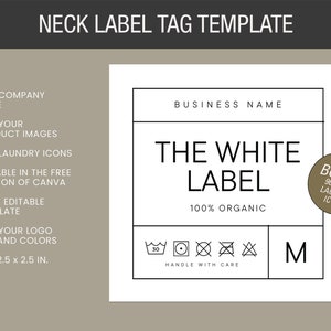 Canva Neck Label Template, DIY Tshirt Neck Label Tags, Custom Clothing ...